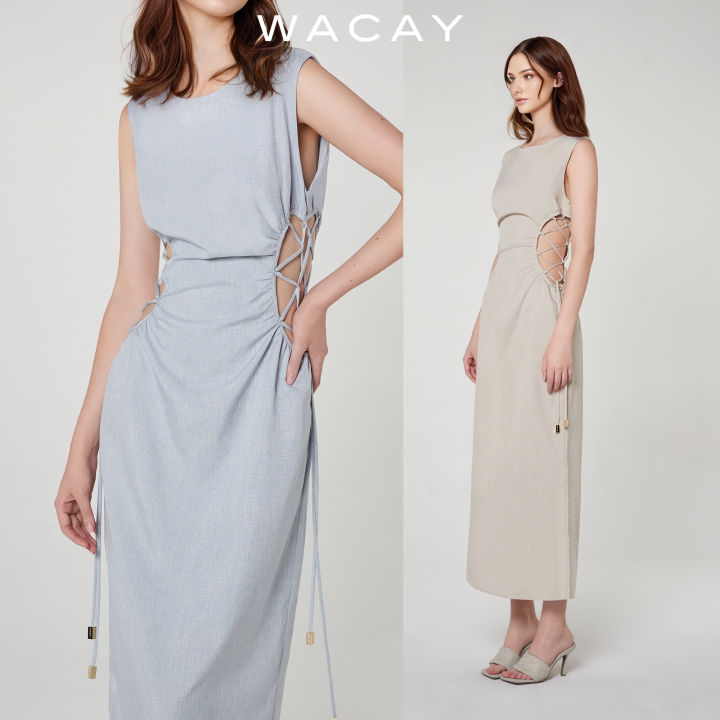 WACAY - Sandra Dress เดรสยาว แขนกุด มี 2 สี (ลอตสุดท้าย ไม่ผลิตเพิ่ม ...