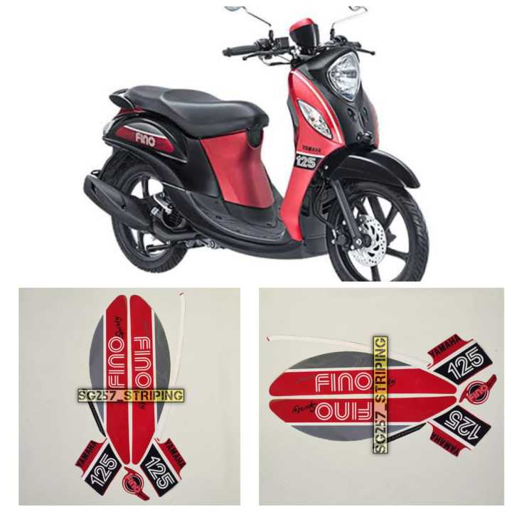 STIKER STRIPING LIS POLET BODY MOTOR YAMAHA FINO 125 2017 HITAM MERAH ...