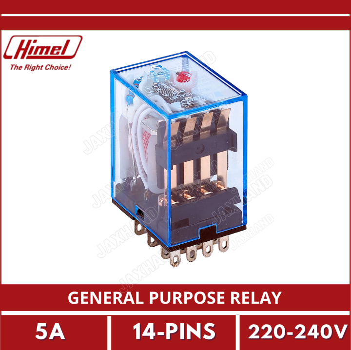 Miniature Relay 5A, 14-pins, 220VAC Coil with Socket HDZ8P054LM1 100% ...