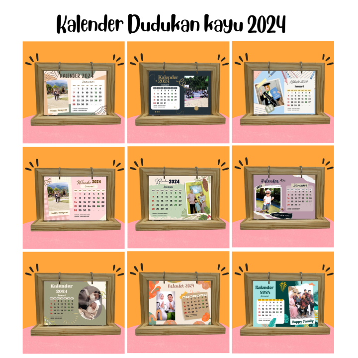 KALENDER 2024 CUSTOM FOTO - KALENDER MEJA - DUDUKAN FRAME KAYU ...