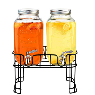 NEW DoubleJAR - 4L Double Mason Jar Glass Beverage Drink Dispensers ...