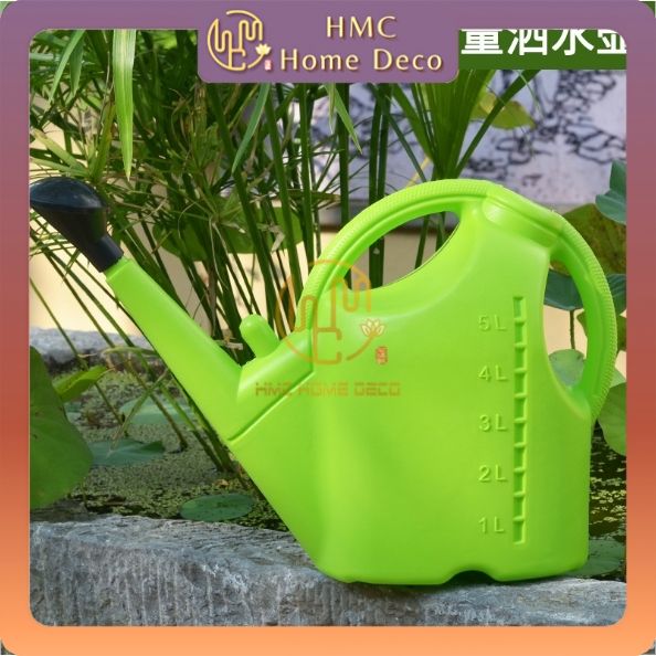 5 LITER LIGHT GREEN COLOR MEDIUM WATERING CAN PLASTIC GARDENING TOOLS ...
