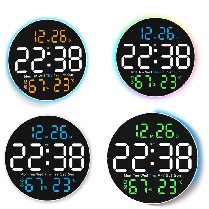 Sleek Design Remote Controlled LED Wall Clock Displays Time & Temp ...