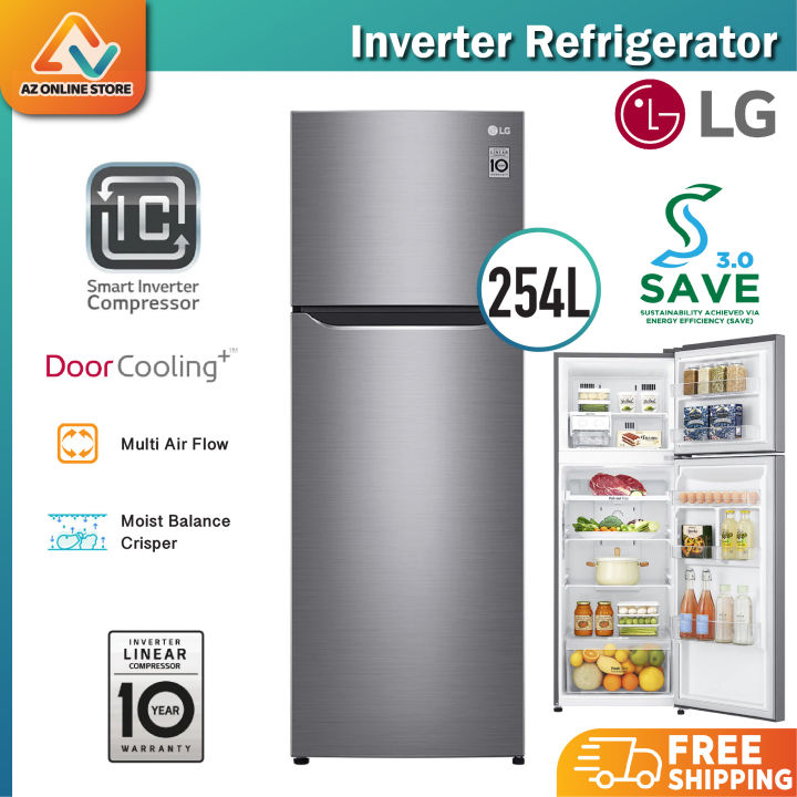 LG 2-Door Smart Inverter Fridge GN-G272SLCB 254L Inverter Top Freezer ...