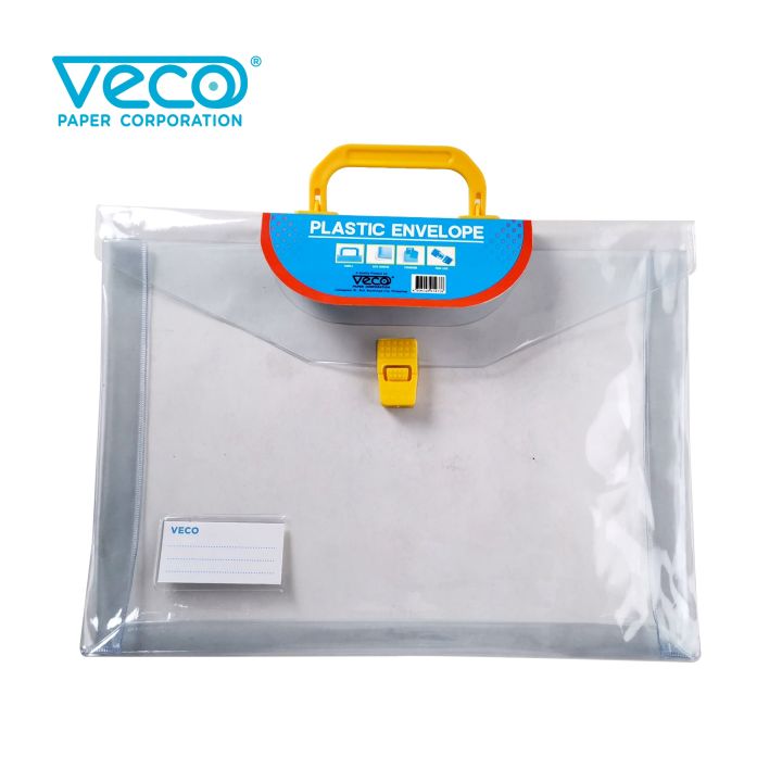 Veco Plastic expanding envelope transparent Long 11x15in with handle ...