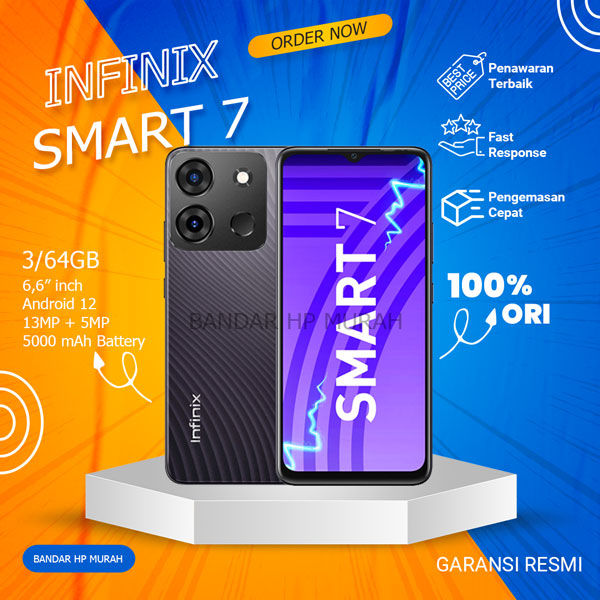 Infinix Smart 7 3+3GB Extended RAM Internal 64GB Garansi Resmi | Lazada ...