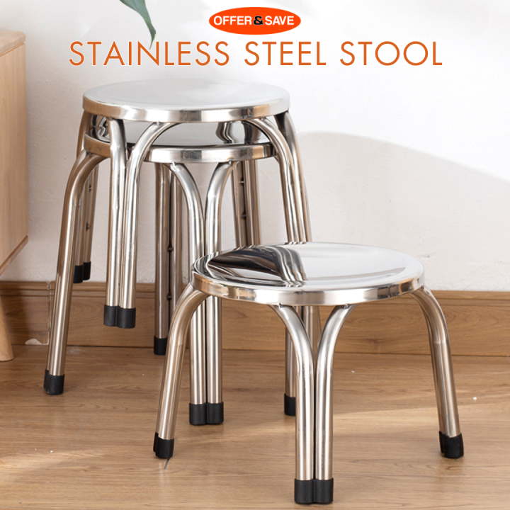 [SG STOCK] Round Stainless Steel Chair Round Solid Stainless Steel ...