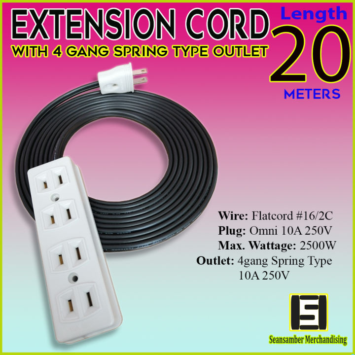 4 Gang Spring Type Outlet Extension Cord 20 Meters in Length | Lazada PH