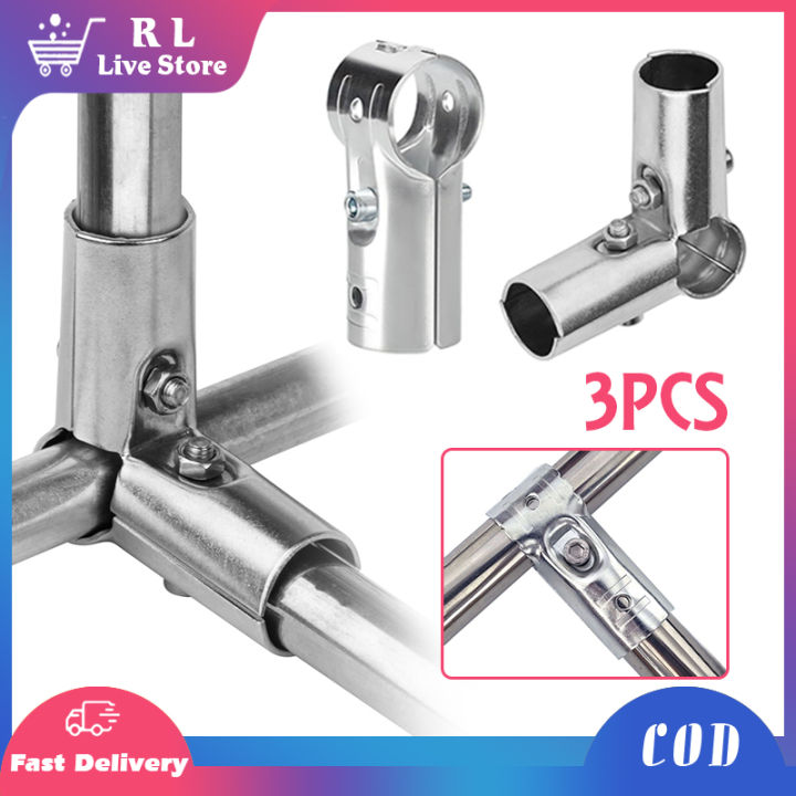 3PCS Structural Pipe Connectors 25mm Stainless Steel Pipe Joint Clothes ...