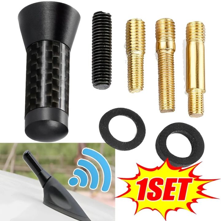 Car Carbon Fiber Short Antenna with Screw Universal Black Roof Radio ...