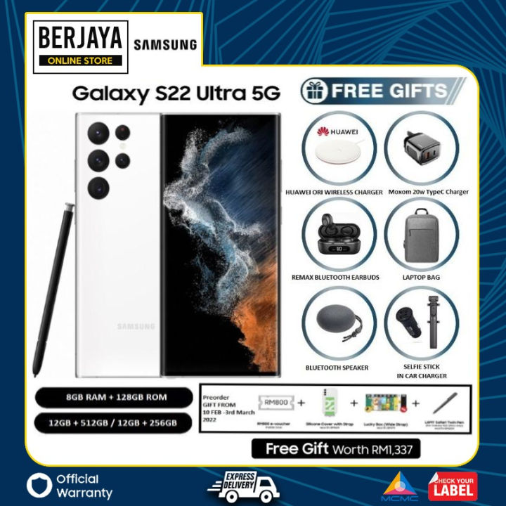 [READY STOCK] Samsung Galaxy S22 Ultra 5G (S908) Smartphones (12GB + 256GB/ 8GB + 128GB) 6.8 ...