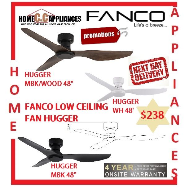 FANCO HUGGER 48INCH LOW DC CEILING FAN 188MM HIGH ONLY / FREE EXPRESS ...