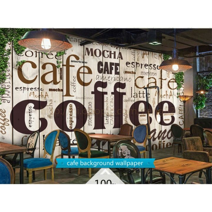 Custom Coffee Theme Letters Wooden Board retro 3d wallpaper,kitchen ...