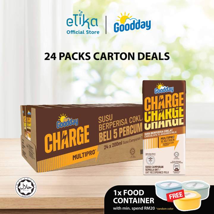 Goodday UHT Charge Chocolate Milk 6 packs/5+1 packs cluster x 200ml x 4 packs (Carton) | Lazada