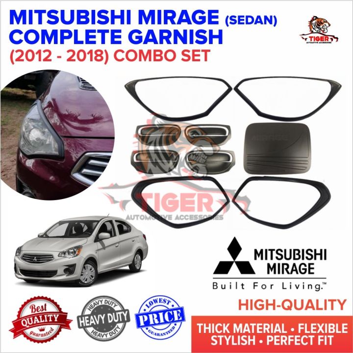 Mitsubishi Mirage (Sedan) 2012-2018 Garnish Matt Black / Complete Set ...