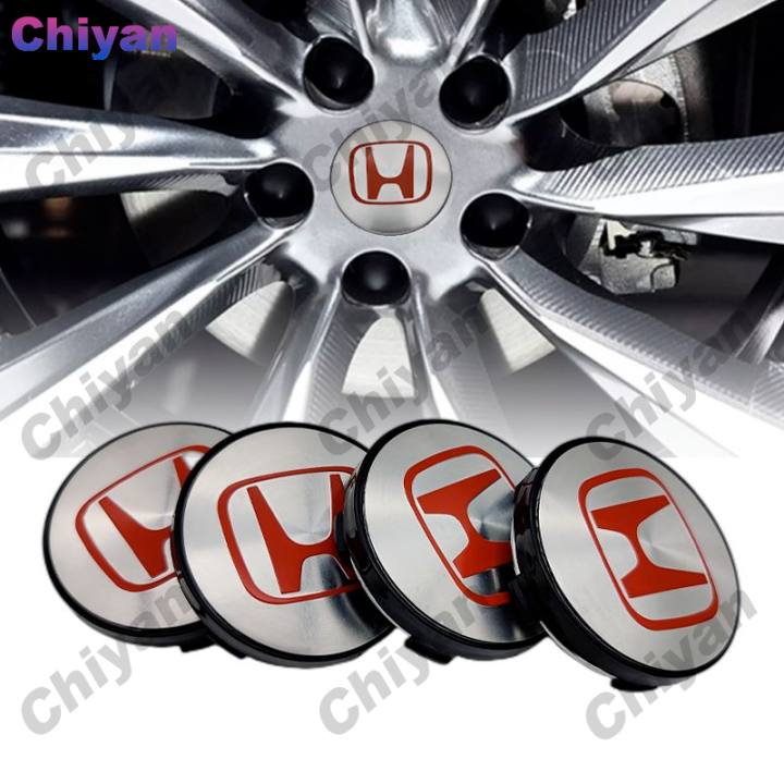 4Pcs 60mm with 56mm Logo Emblem Silver Red Car Wheel Center Rim Hub ...