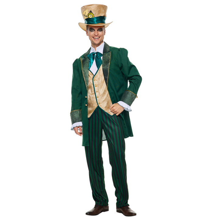 Men's Alice in Wonderland Mad Hatter Costume Halloween Deluxe Gentmen ...