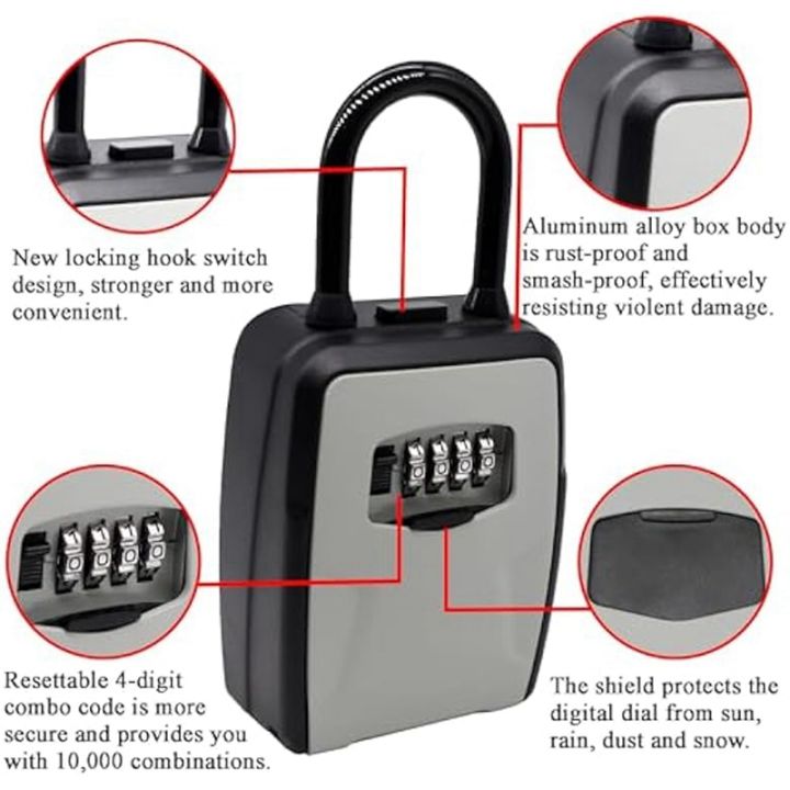 【Free shipping】 T81C Key Box Wall Mounted Key Lock Box 4 Digit ...