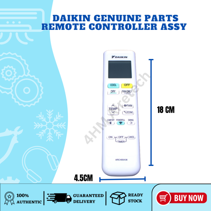 4HMC Daikin Remote Control for Daikin aircon split Type Wall Mounted ...
