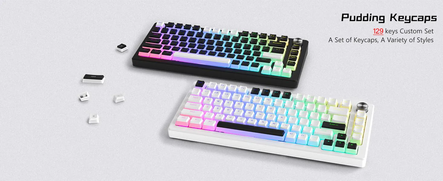 FEKER Pudding Keycaps 130 Keys OEM PBT Backlit Keycap for 61/62/84/87 ...