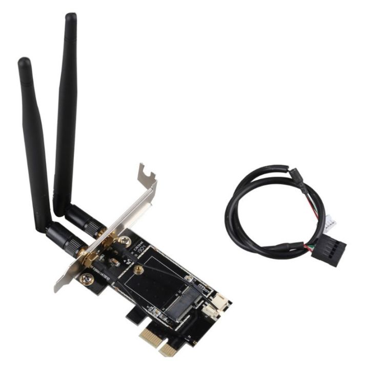 Wireless Card to pciE-1X to NGFF-Ekey PCIE Laptop Pc WIFI WLAN Card Adapter Dual Antenna Adapter ...