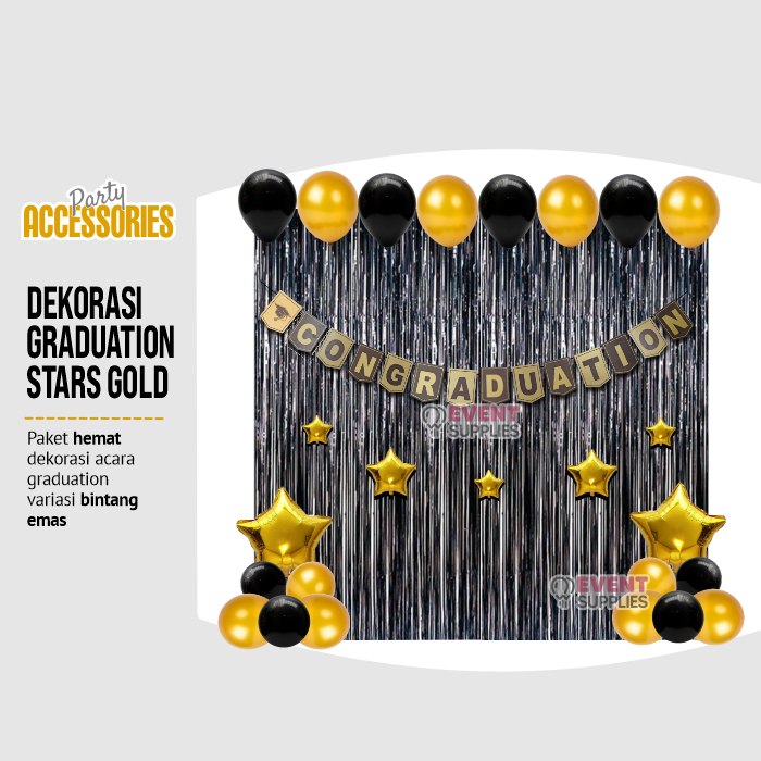 Paket Kombo Dekorasi Happy Graduation Kelulusan Foil Star Party ...