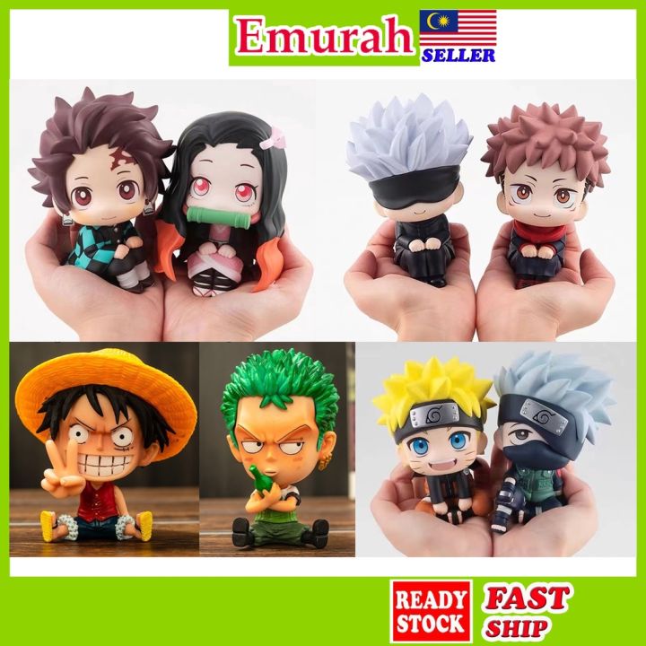 CUTE Anime Figure One Piece Demon Slayer Naruto Jujutsu Kaisen Mainan ...