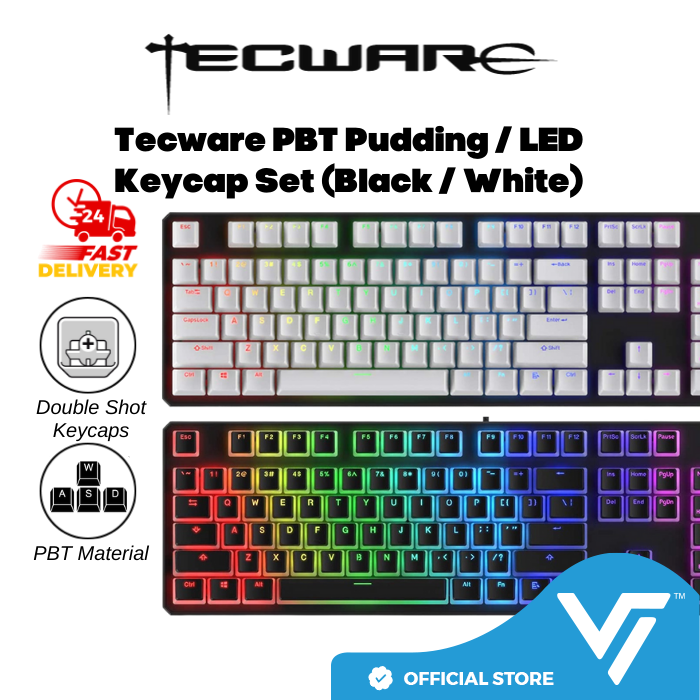 Tecware PBT Pudding / PBT LED Keycap Set (Black/White) | Double Shot ...