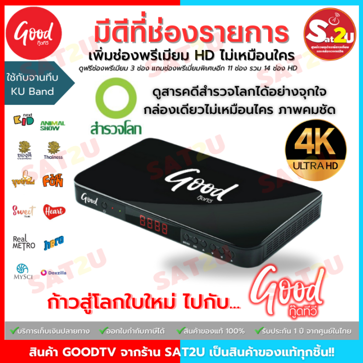 กล่องรับสัญญาณดาวเทียม Good TV HD รุ่น HD200 ดูสำรวจโลก HD ฟรี ภาพสวย ใช้ได้กับจานทึบระบบ KU ...