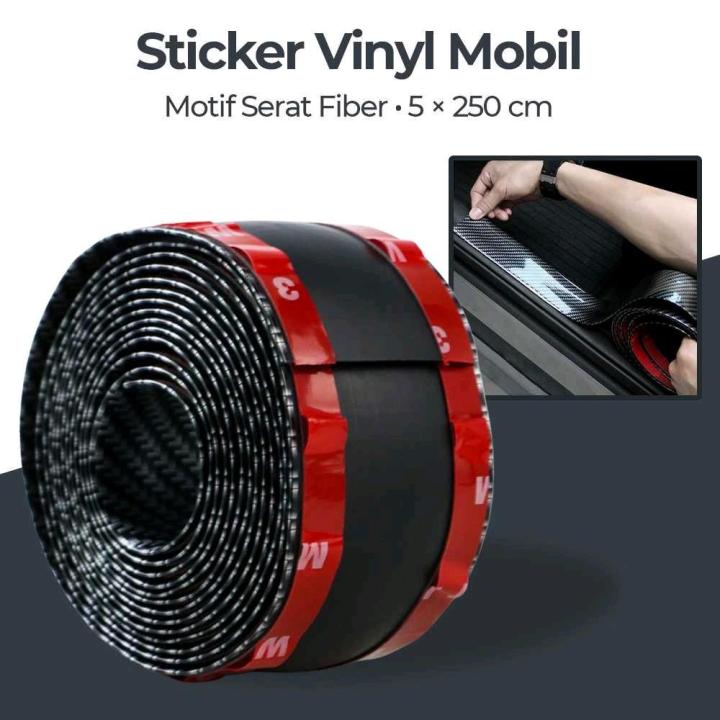 STIKER VINYL MOBIL CARBON FIBER 3D ANTI GORES LIST PELINDUNG BUMPER ...