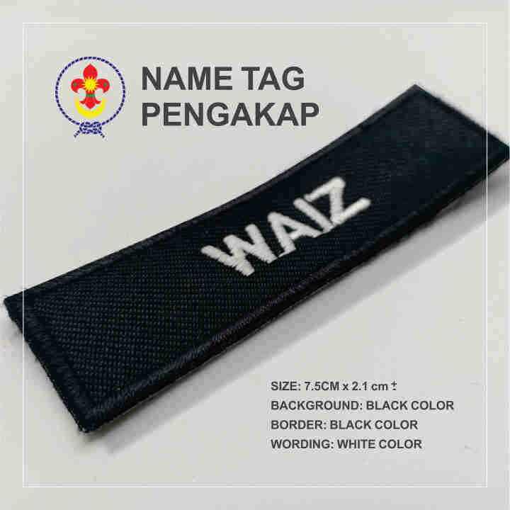 [CUSTOM MADE] TANDA NAMA PENGAKAP SULAM / TAG NAMA PENGAKAP/ NAME TAG ...