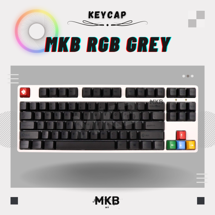 [READY STOCK] MKB RGB Grey PBT Cherry Profile Keycap Set for Mechanical Keyboard (Black on Grey ...