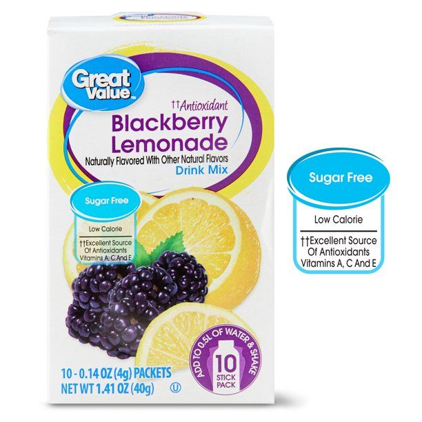Great Value Fruit Punch Drink Mix, 0.07 Oz, 10 Ct , On-The-Go, Caffeine ...