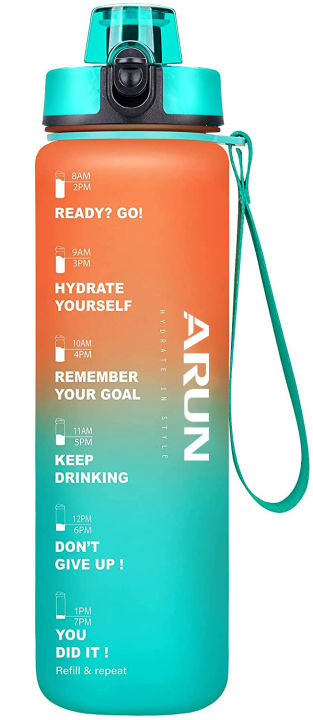 ARUN 1000ML Motivational Daily Fitness Sport Water Bottle Reusable ...