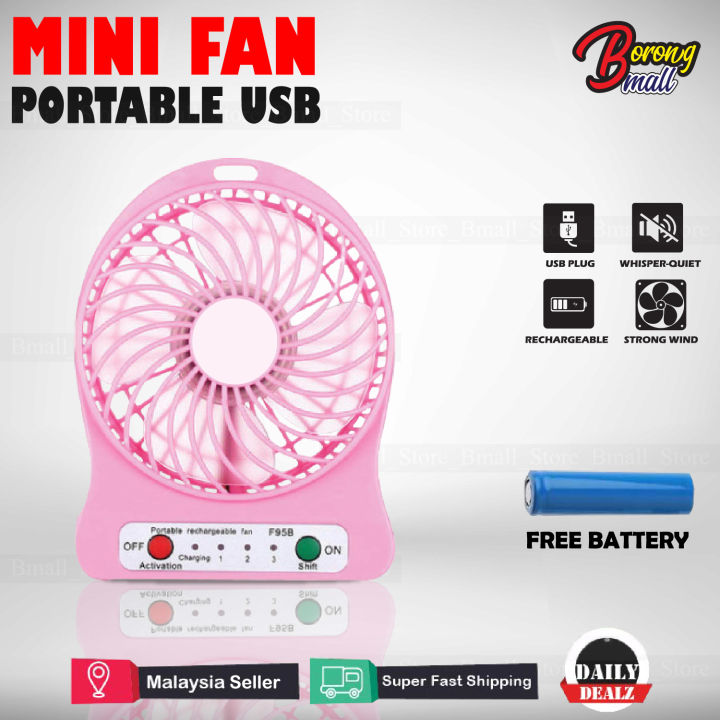 Mini Rechargeable USB Portable Cooler Fan 3 Speeds | Lazada