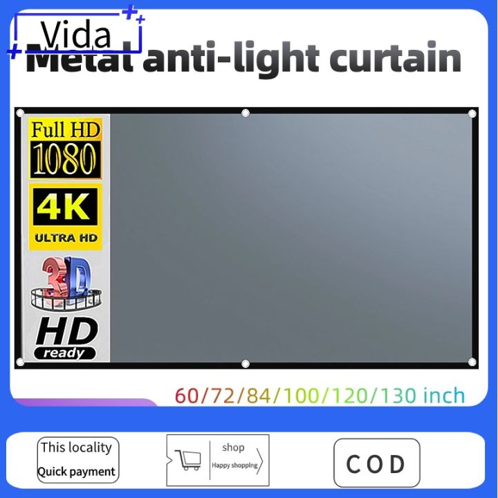 Projector Screen Simple Folding Metal Anti-light Curtain 60/72/84/100 ...