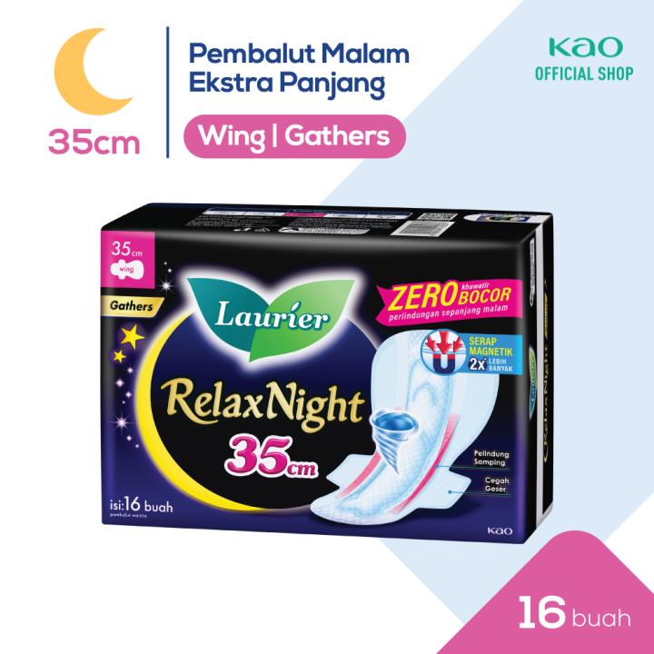 Laurier Relax Night Pembalut Wanita Wing Gathers 35cm isi 16 Pads ...