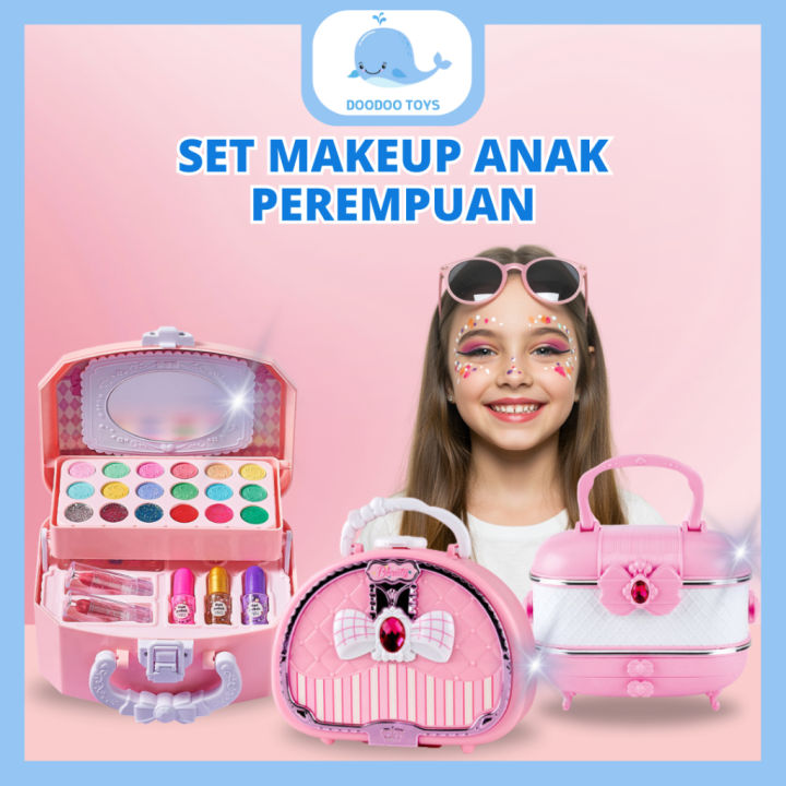 Set Make Up Anak Perempuan – Mainan Tas Rias Lucu – Riasan Aman untuk ...