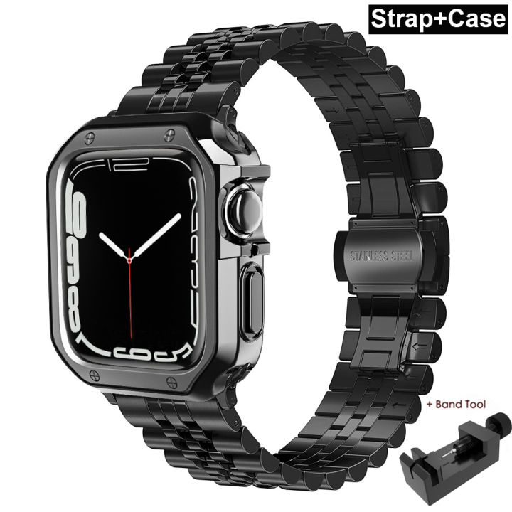 Stainless Steel Strap+Case for Apple Watch 9 8 7 41mm 45mm 38mm 42mm ...