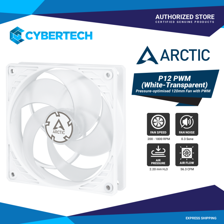Arctic P12 Pwm Pressure-Optimized 120 Mm Fan With White Transparent ...