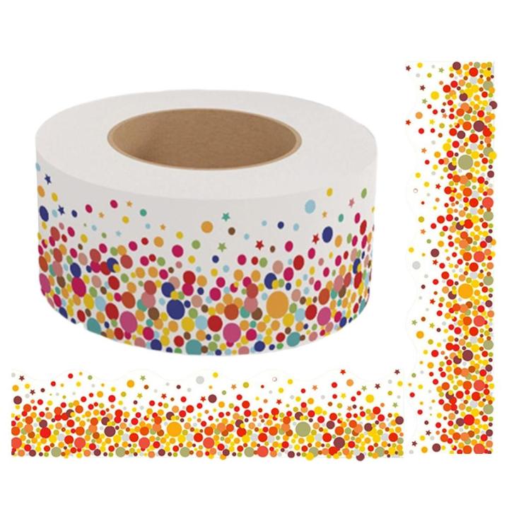 Bulletin Board Border, Scalloped Border Trim with Colorful Dot Pattern ...