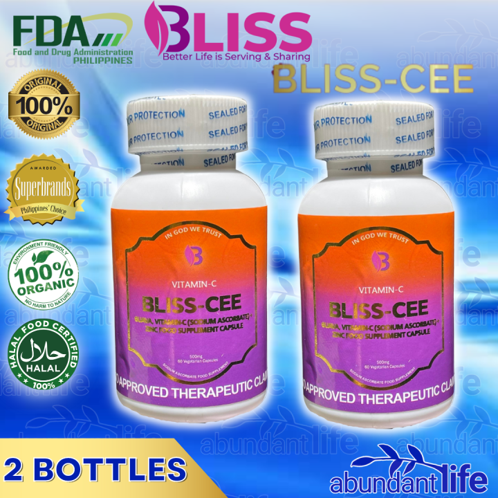 2 Bottle BLISS-CEE VITAMIN-C (SODIUM ASCORBATE+ZINC) 60CASULES ...