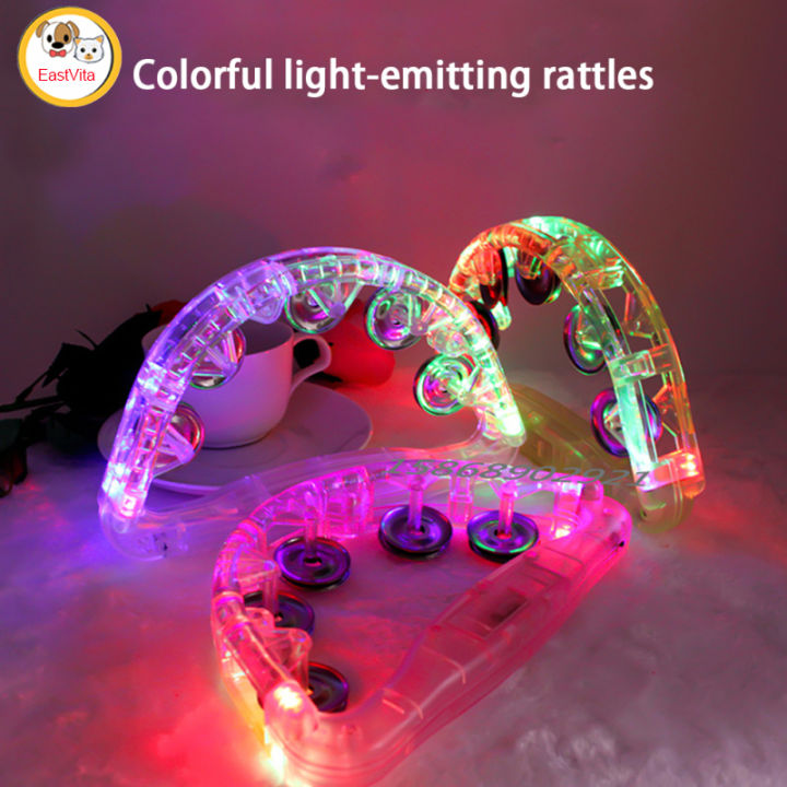Luminous Rattle Flashing Tambourine Musical Instrument Light Up Sensory ...