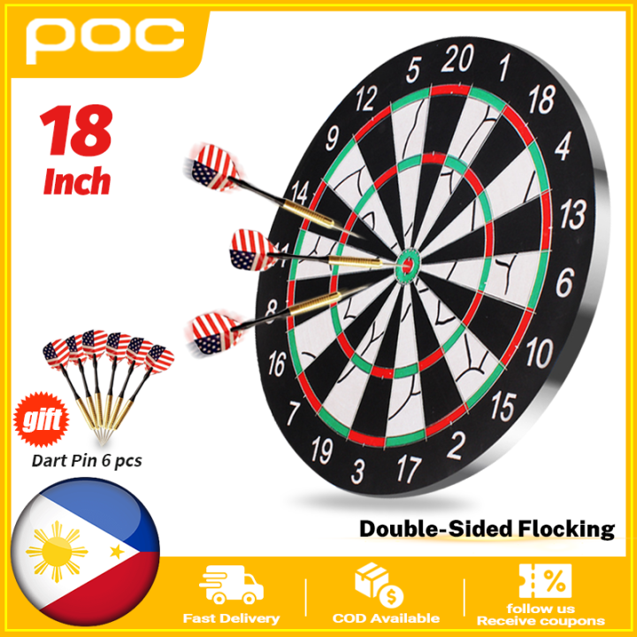 18 Inch Bar Office Home Dart Board Set Original Adult with 6Pcs Darts ...