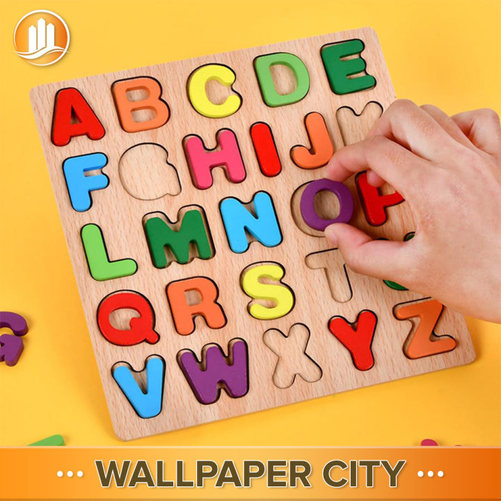 WPC Wooden Letters, Numbers and Math Symbols Puzzle Educational Toy ...