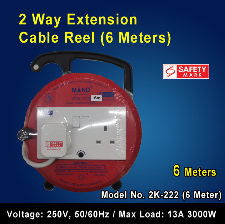 Two Way Extension Cable Reel with Safety Mark (6 Meters) | Lazada Singapore