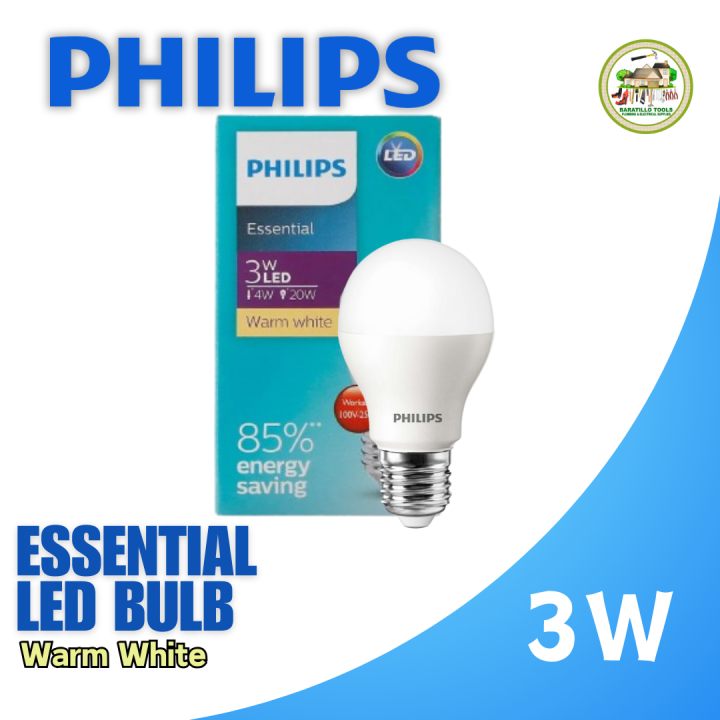 Philips Essential LED Bulb LED Light Bulb Warm White - 3 Watts | Lazada PH