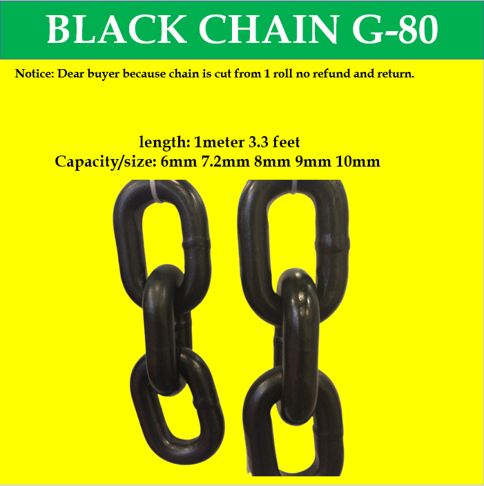 MAGO kadina G80 Black Chain 1 Meter 3.3 feet 6mm-10mm High Strength ...