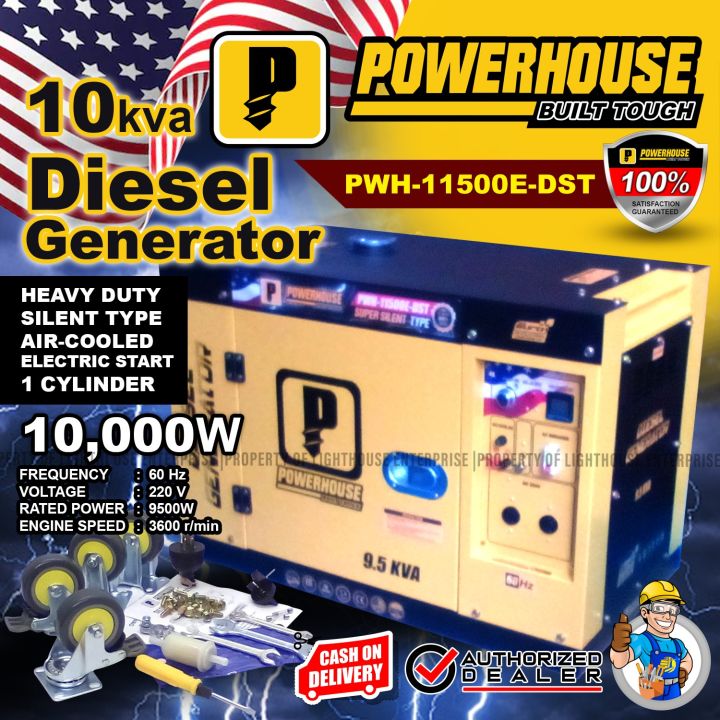 POWERHOUSE 10kva Diesel Silent Type Generator with Battery for Electric ...