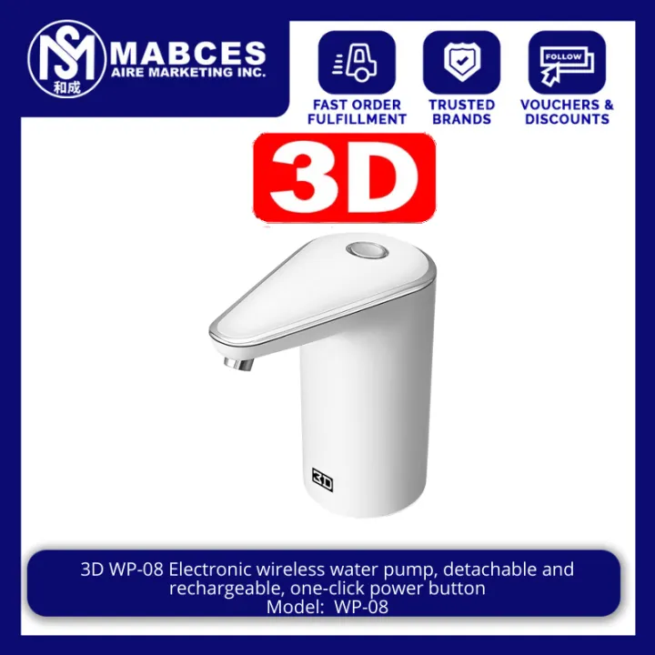 3D WP-08 Electronic wireless water pump, detachable and rechargeable, one-click power button ...